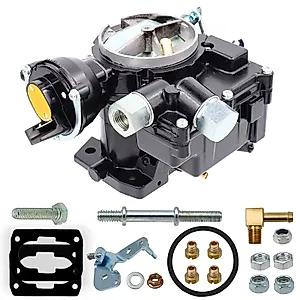 THUNDERMINGO Marine Carburetor for Mercruiser 2 Barrel Carburetor for Rochester Mercarb 3.0L 4.3L 2.5L 4CYL 5.0L 5.7L Engine with Jets and Gasket W/Electric choke and Long Linkage OEM #3310-864940A01