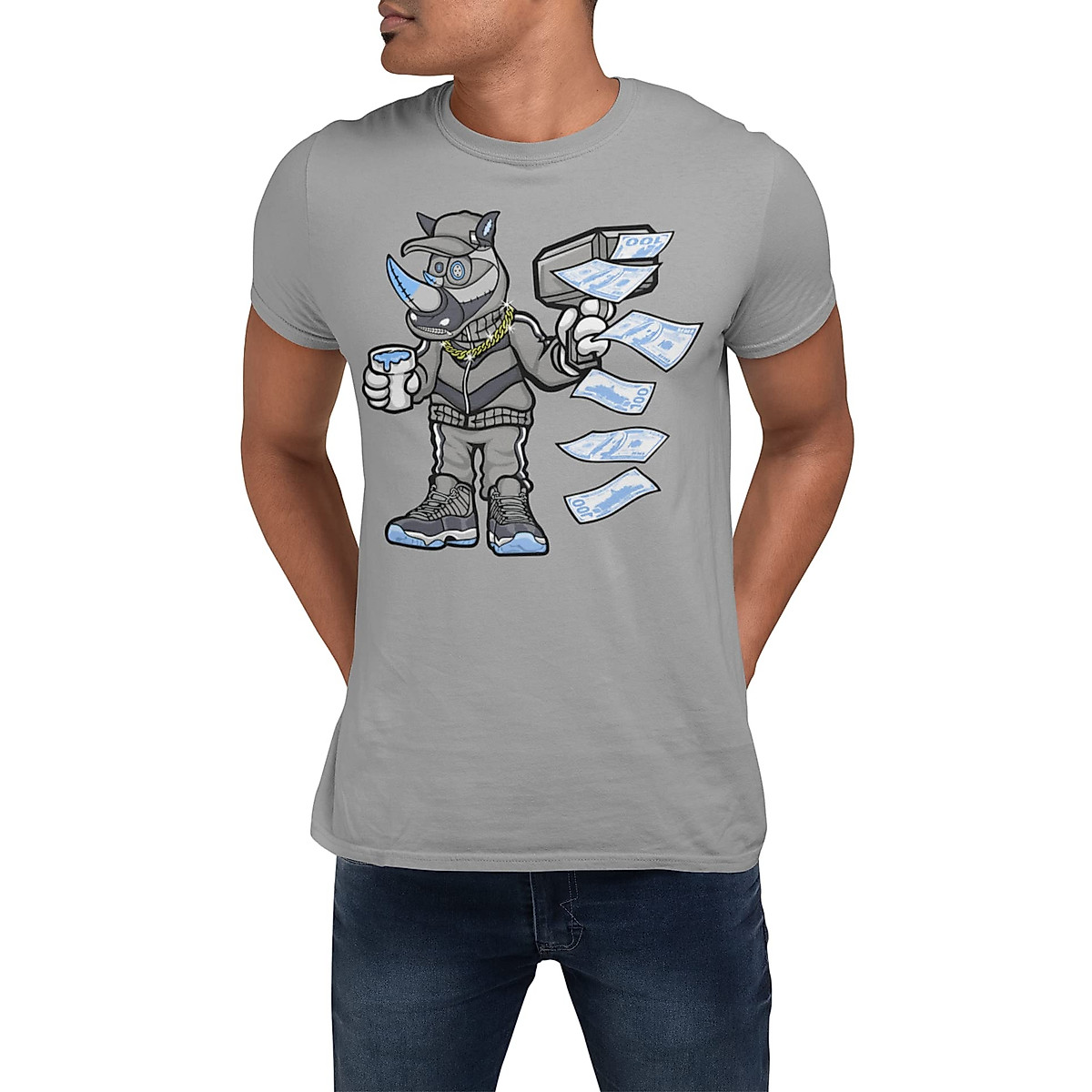 Jordan 11 Cool Grey Men's T Shirt to Match Sneakers, Urban Clothing Graphic Tee to Match Back to Jordan 11s