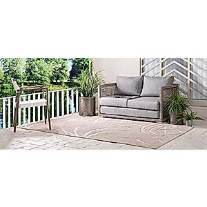Unique Loom Outdoor Botanical Collection Area Rug - Orlando (5' 1" x 8' Rectangle, Beige/ Cream)