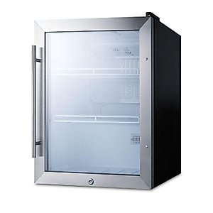 2.1 cu ft Outdoor Refrigerator w/Glass Door - Black/Stainless, 115v