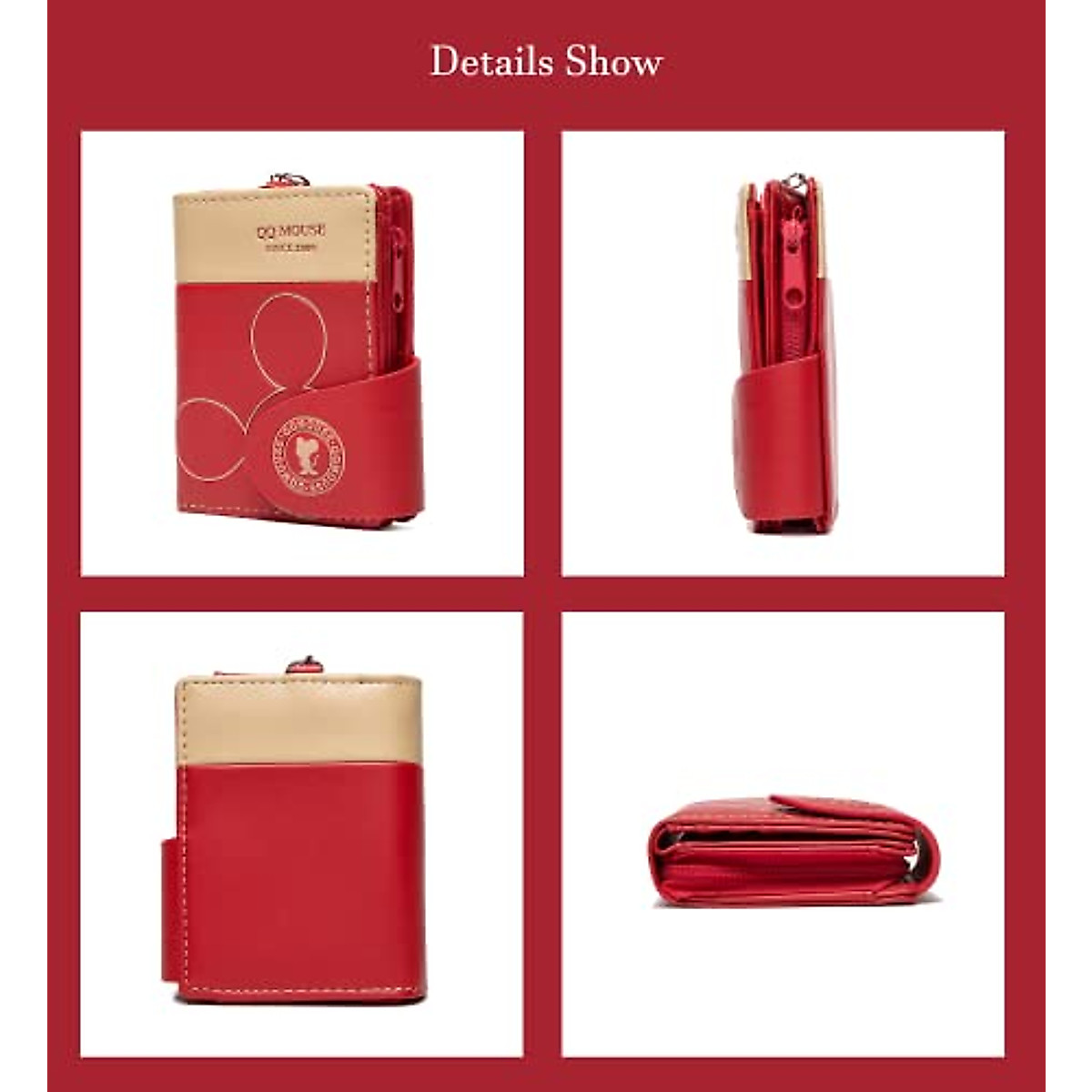 YAFUBO Small Wallet for Women Cute Mouse PU Leather Card Holder Organizer Zipper Coin Purse