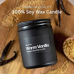 Wax & Wit Black Scented Candles for Men – Warm Vanilla Candle - 9oz, Soy Wax, Cotton Wick, Long Lasting 50 Hour Burn, Aromatherapy for Home - Gifts for Men, Dad, Husband, Boyfriend, Coworker
