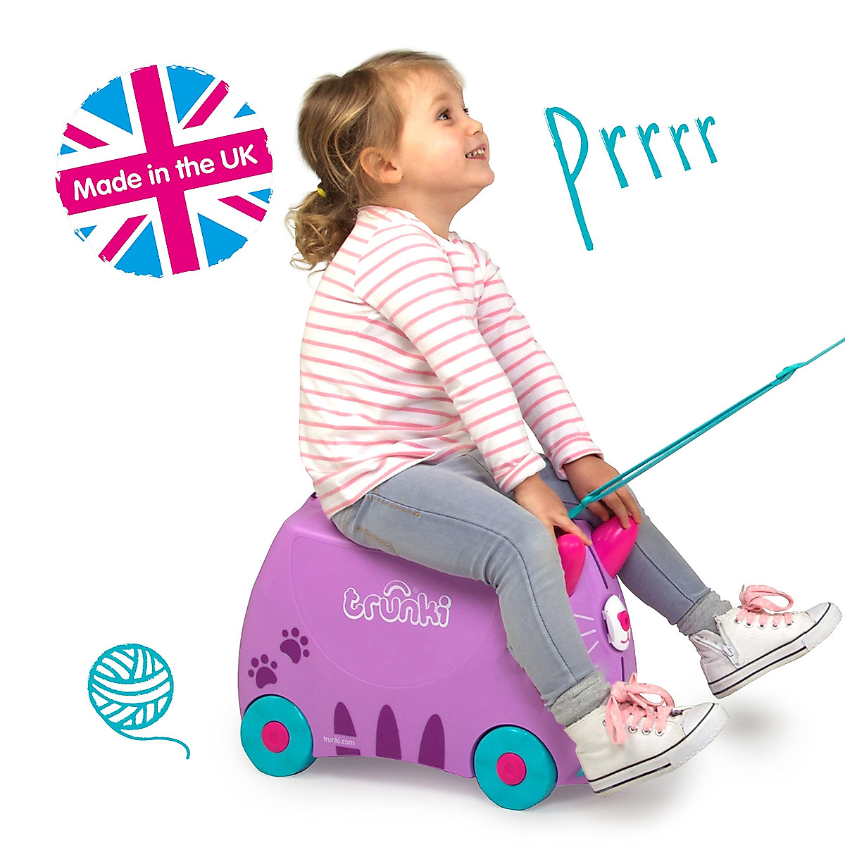 Trunki Ride-On Kids Suitcase | Tow-Along Toddler Luggage | Carry-On Cute Bag with Wheels | Kids Luggage and Airplane Travel Essentials: Cassie Cat Lilac