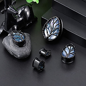 COOEAR Tear Drop Design Stainless Steel Gauges for Ears Lift Tree Natural Seashell Plugs and Tunnels.