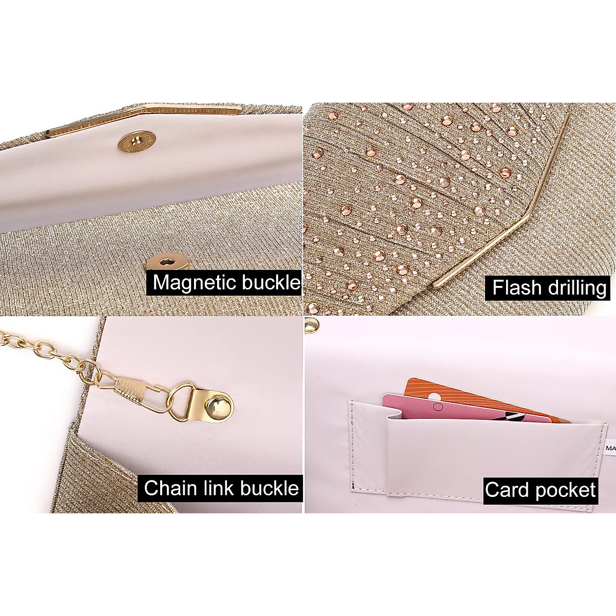 MUDUO Rhinestone Clutch Purses for Women Purses and Handbags Formal Wedding Party Prom Purse Money Bags (Champagne-G)…