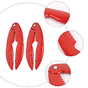 Yardwe 2pcs Lobster Crackers Seafood Clip Crab Pliers Crab Crackers Crab Leg Nut Cracker Crab Peel Shrimp Tool for Lobster Crab Crawfish Prawns Shrimp Red