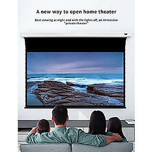 VIVIDSTORM-Slimline Motorized Tension Pull Down Screen Projector Perforated Transparent Acoustically White Cinema,4K/3D Home Cinema,Compatible with Standard Projector,VMSLPW120H