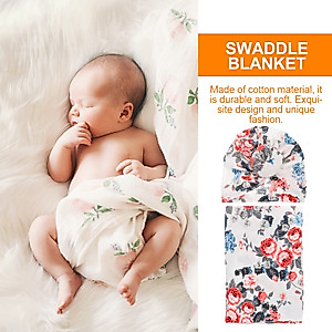 KESYOO 1 Pack Baby Swaddle Blanket with Newborn Beanie Hat Cotton Floral Receiving Blanket Wrap Bow Headband for Infant Boy Girl