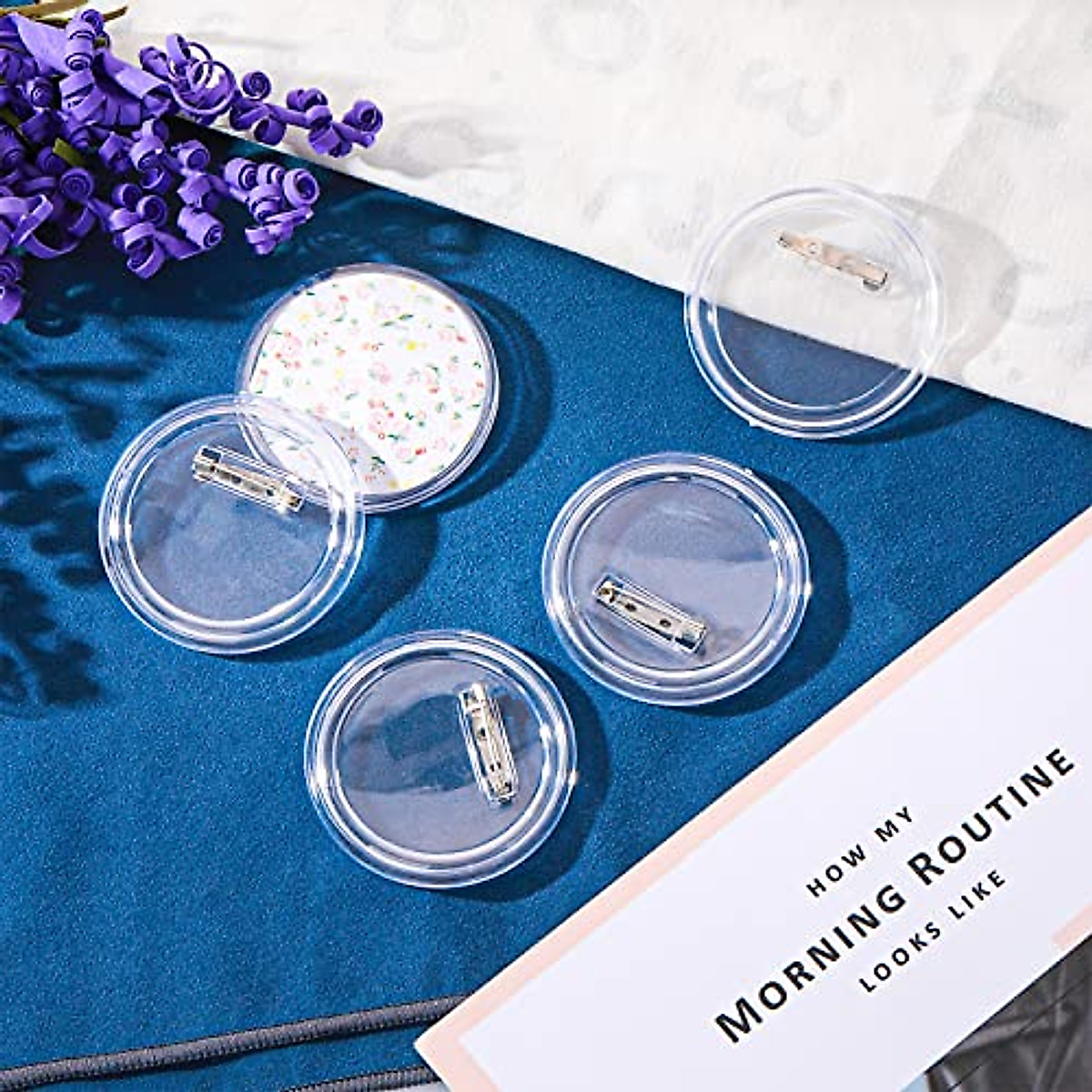 Lusofie 12 Set Acrylic Clear Craft Button with Pin Design Button Pins Badge Blank Button Pins for Craft Supplies, DIY Badges, School Projects(2.27 Inch)