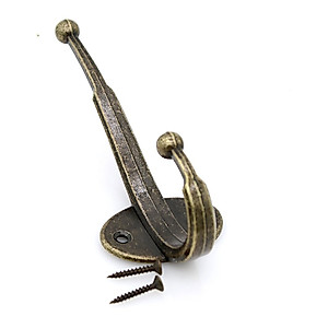 LXZ 4 PCs Antique Brass Wall Mounted Hooks - Wall Hooks - Hat Hangers Robe Hooks, Height 4.8-in (12 cm)