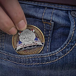 Firefighter Brotherhood Challenge Coin Saint Florian in Deluxe Display tin with Bonus polishing Cloth