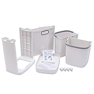 Laundry Basket with Wheels Movable Household Laundry Hamper 2 Tier Plastic Sorter Baskets Bathroom Clothes Storage Basket for Bathroom Bedroom Kitchen Organization 17x12x29Inches