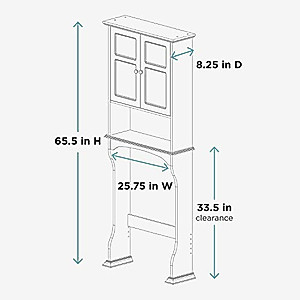 Zenna Home Collette Over the Toilet Bathroom Spacesaver, Bath-Storage Shelves, White
