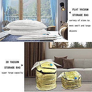 Nayoge Space Saver Vacuum Storage Bags Vacuum Sealed for Clothes,Comforters and Blanketes with Hand Pump,80% More Storage,Variety（Include 3D Bags）Pack of 6