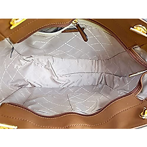 Michael Kors Jet Set Travel Large Chain Shoulder Tote Brown MK Signature Bundled with Michael Kors Jet Set Travel Continental Long Wallet Wristlet Brown