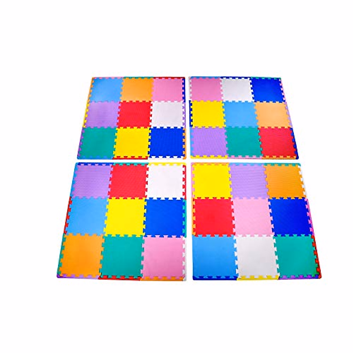 KC Cubs Soft & Safe Non-Toxic Children’s Interlocking Multicolor Exercise Puzzle EVA Play Foam Mat for Kids’s Floor & Nursery Room, 36 Tiles, 9 Colors, 11.5” x 11.5”, 54 Borders (EVA002)