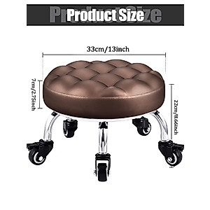 Lorvain Low Rolling Stool with Wheels, Roller Seat Short Stool with Universal Swivel Caster Wheels Leather Little Low Small Stools on Wheels for Home Garage to sit on- Mesh Brown