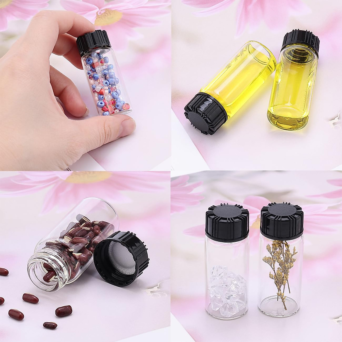 0.3 Oz Clear Glass Vials with Screwcap Empty Bottles Liquid Sample Glass Bottles for Travel, Pack of 10
