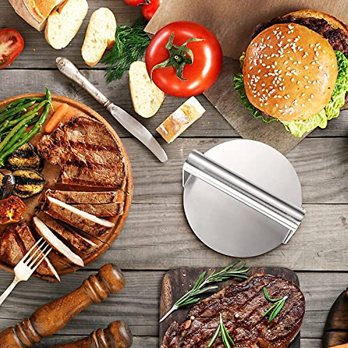 Stainless Steel Burger Press, Non Stick Hamburger Mold 5.5in Hamburger Press Patty Maker, Used to Fill Burgers, Sliders, Regular Beef Burgers, Non-Stick Kitchen Barbecue Tools, Barbecue Accessories