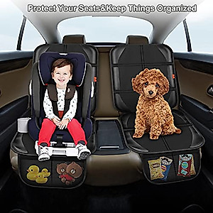 XHYANG Car Seat Protector,Auto Car Seat Protectors Baby Carseat Waterproof Durable 600D Fabric for Child Baby Car Seat Mat Vehicle Pet Cover 2 Storage Pockets (1 Pack)