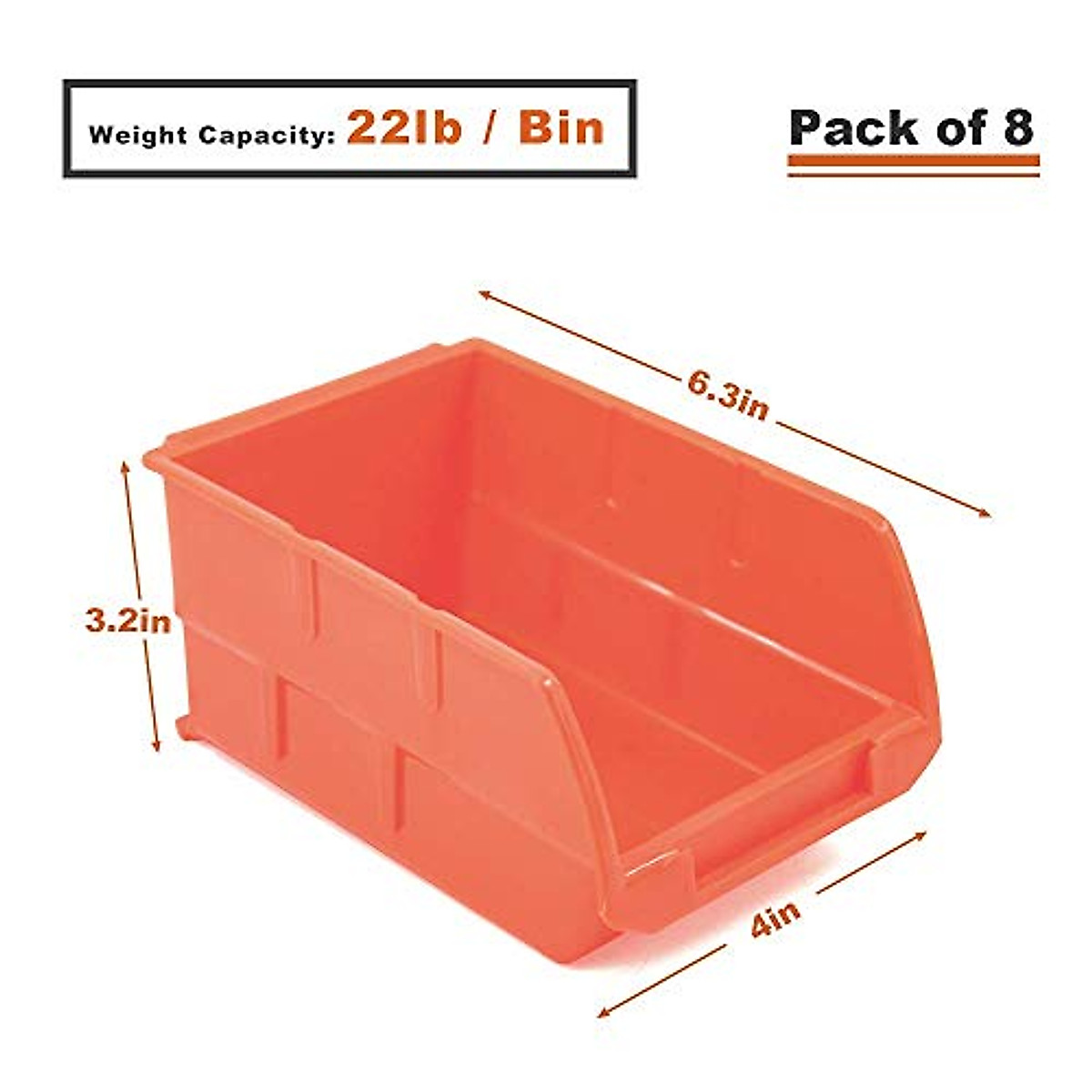 Wallmaster 8-Bin Storage Bins Garage Rack System & 48pcs Pegboard Hooks Set Pegboard Tool Organizer