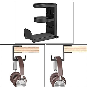 YTYKINOY Black 360 Degree Rotation Adjustable Headphone Stand Headset Hanger PC Gaming Headset Headphone Hook Holder Hanger Mount