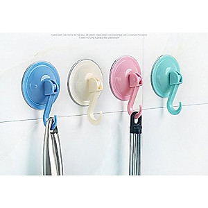 WOIWO Suction Cup Hooks,for Bathroom Kitchen Office Towel Key Coat Bag Clear Plastic Damage-Free Vacuum Suction Tile Hook Accessories 4PCS (Random Color)