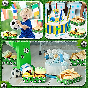 60 Pack Soccer Party Decorations Soccer Birthday Decorations Soccer Paper Food Serving Tray Paper Trays Paper Food Boats Paper Food Tray for Concession Food, Condiment, Carnivals (Soccer)