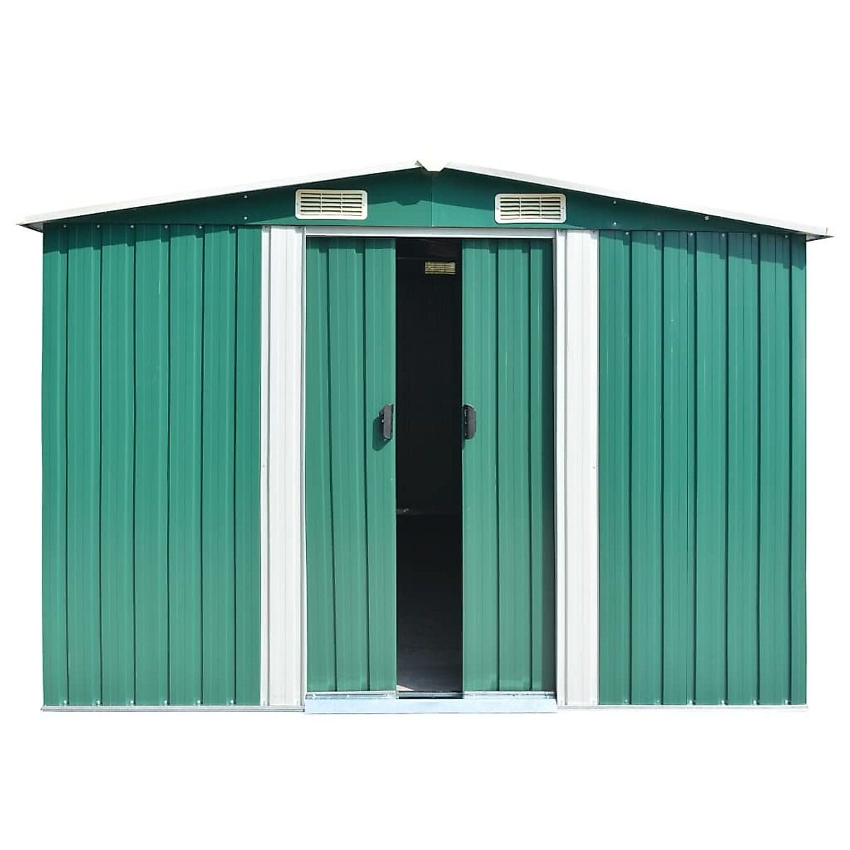 Outdoor Metal Storage Shed, Garden Shed with Door and Vents, Tool Room for Backyard, Patio, Lawn Garden Shed 101.2"x154.3"x71.3" Metal Green