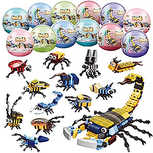 WINGIFT 12 Pcs Scorpion Building Blocks Set-12 in 1 Pre Filled Easter Eggs, Egg Surprise Animal Toys, Easter Egg Hunting,Easter Basket Stuffers,Party Favor for Kids,Birthday,Goodie Bag,Carnival Prizes