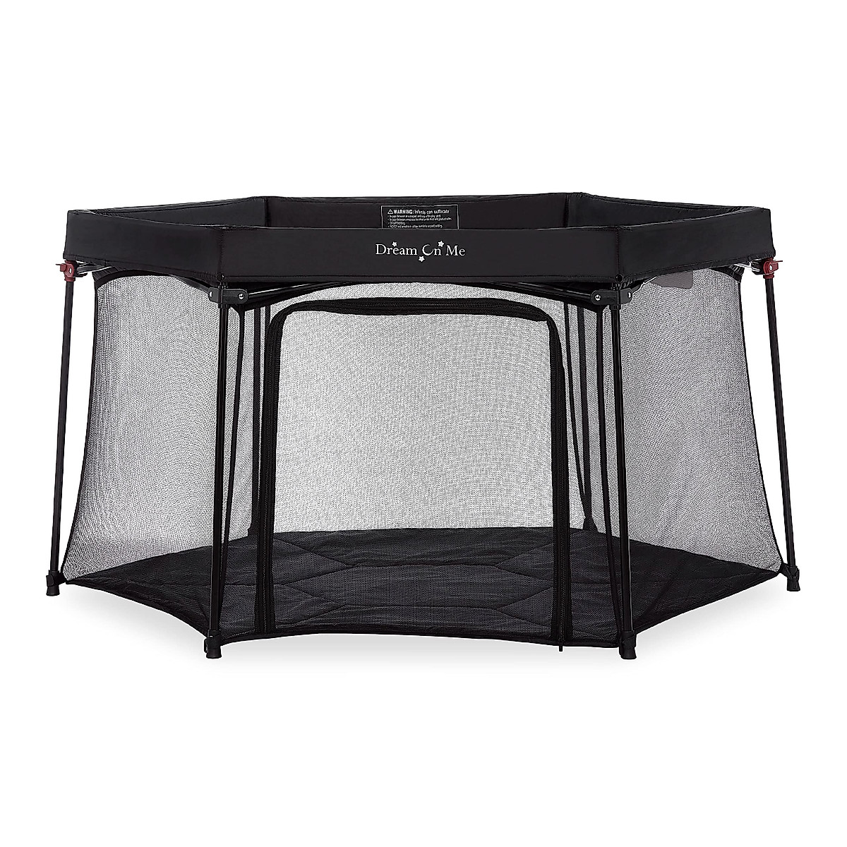 Dream On Me Onyx Playpen in Black, Baby Playpen, Portable and Lightweight, Playpen for Babies and Toddler - Comes with A Comfortable Padded Floor