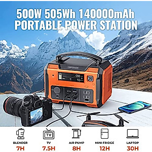 DBPOWER Portable Power Station 505Wh 500W (Peak 1000W) Outdoor Generator Mobile Lithium Battery Pack with 110V AC Outlet (Solar Panel Not Included) SOS LED for Road Trip Camping Outdoor Adventure