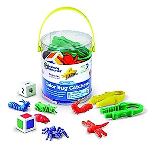 Learning Resources Take 10! Color Bug Catchers, Fine Motor Skills, for 2-4 Players, Ages 3+