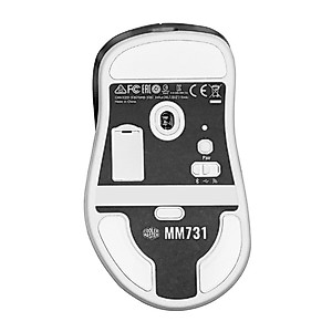 Cooler Master MM731 Wireless Gaming Mouse White, Adjustable 19,000 DPI, Palm|Claw Grip, 2.4GHz|Bluetooth, PixArt Optical Sensor, Ultraweave Cable, PTFE Feet, RGB Lighting (MM-731-WWOH1)