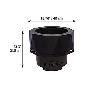 Blue Sky Outdoor Living Ridge Portable Fire Pit, Smokeless Fire Pit with Spark Screen, Lift, and Carrying Bag, Black