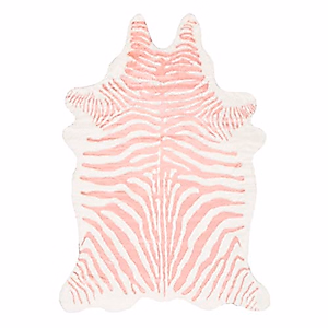 nuLOOM Cattle Faux Zebra Hide Area Rug, 5' x 6' 7", Pink