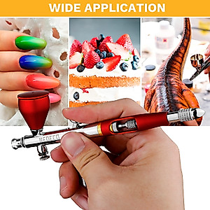 NEOECO SJ83 Airbrush, Self-Centring Plug-in Nozzle，0.2, 0.3 & 0.5mm Nozzle Sets and 1/3 oz Cup, Dual-Action Gravity Feed Airbrush with 1/3 oz,2/3 oz,4/3 oz Replacement Cups (RED)