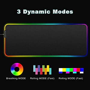 Personalized RGB LED Gaming Mouse Pad Make Your Own Customized Large Gaming Mousepad Custom Mouse Mat for Office Dorm Personalised Gifts Presents for Gaming Lovers, 35.4x15.7in