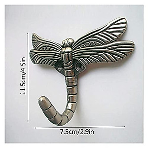 AQUETI Coat Hooks Coat Rack Wall Mount Hooks Cast Iron Coat Hook，Vintage Dragonfly Towel Hooks Hat Rack Coat Hook Rustic Ranch Plant Garden Coat Hat Rack Coat Hook (Color : OneColor)