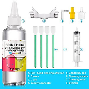Poschink Printhead Cleaning Kit,Printhead Cleaner Solution for HP OfficeJet Pro 8610 8600 8620 6830 6700 8630 / Epson Ecotank ET-2720 ET-2760 WF-3640 / Canon MX922 MX920 etc. Inkjet Printers - 100ml