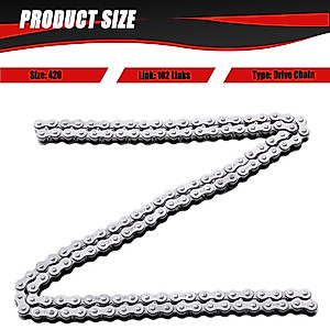 KAMIER 420 Drive Chain 102 Link with Chain Breaker for CRF50 XR50 KLX110 PW80 TTR90 RM60 50cc 70cc 90cc 110cc 125cc TaoTao Coolster Kayo SSR Chinese Pit Dirt Bike 4 Wheeler ATV Go Kart Mini Bike Parts