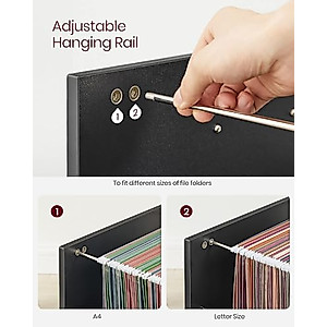 VASAGLE 2-Drawer Rolling File Cabinet, Filing Cabinet for Home Office, Printer Stand, for A4, Letter-Size Files, Hanging File Folders, Industrial, Matte Black UOFC040B16