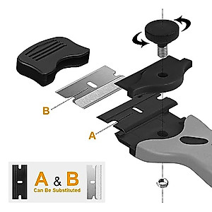 Ainiv Razor Blade Scraper, 2-in-1 Scraper Tool with 10PCS Metal Blades and 10PCS Plastic Blades, Multi-funtional Cleaning Razor Scraper for Decals, Stickers, Labels, Caulk, Adhesive, Paint Removal