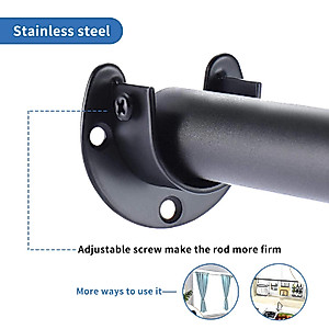 Rise age Stainless Steel Closet Rod Bracket, 1-1/4 Inch Diameter Closet Rod Holder 2 Pcs, Heavy Duty Curtain Rod Holder, Black Closet Rod Support with Screws