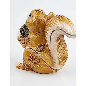 SEVENBEES Hand Painted Squirrel Jewelry Boxes Trinket Box Hinged Squirrel Figurine Gift for Women Girls