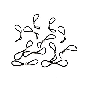 Adjustable Silicone Ring Bands At Both Ends Rubber Loop For Non Piercing Nipple Chain Body Jewelry-black,12pcs