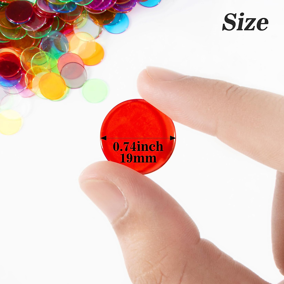 Sukh 500pcs Bingo Chips for Bingo Games Colored Bingo Markers Chips Loteria Mexican Bingo Fichas De Bingo Plastic Poker Chips Pokeno Board Game Transparent Math Counters Game Pieces for Classroom