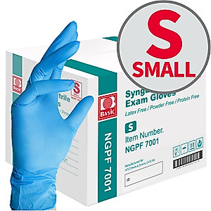 Basic Medical Blue Nitrile Exam Gloves - Latex-Free & Powder-Free - NGPF-7001(Case of 1,000), Small