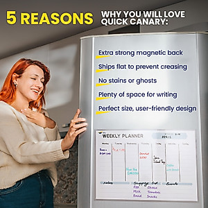 Magnetic Weekly Dry Erase Board Calendar Whiteboard- Latest Premium Nano Technology Stops Stains- 17x12” Whiteboard Calendar for Fridge- 4 Fine Tip Markers and Large Eraser- Weekly Planner White Board
