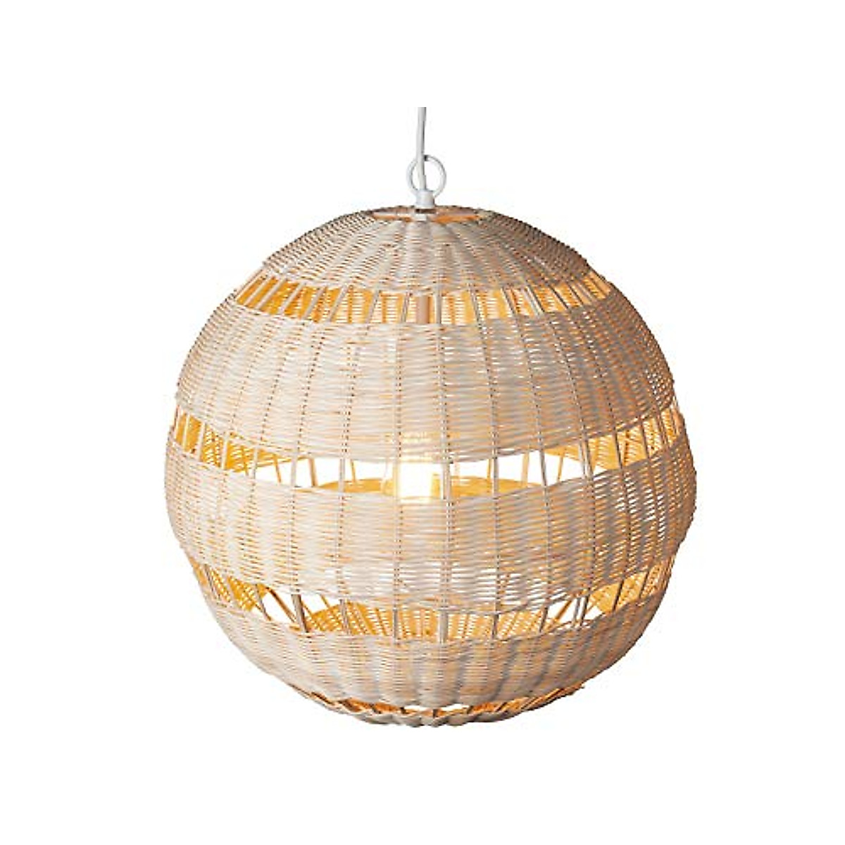 Globe Electric 61015 1-Light Pendant, Natural Woven Twine, Designer White Cloth Cord, Bulb Included